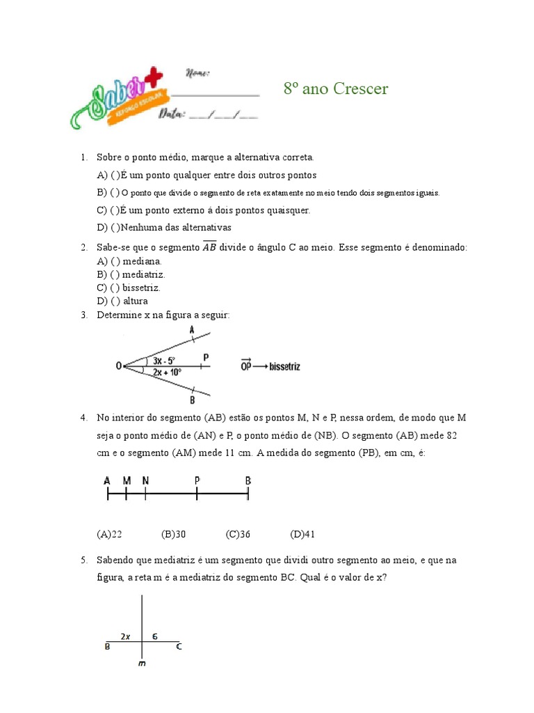 GEOMETRIo 8°ANO PROVA CRESCER 2023 PDF | PDF