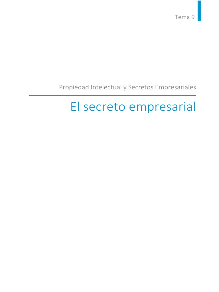 Tema 9 El Secreto Empresarial PDF | PDF | Propiedad intelectual | Patentar