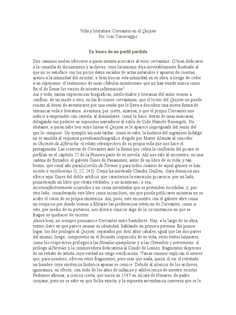 Vida y obra de Cervantes en el Quijote | PDF | Don Quijote | Miguel De ...