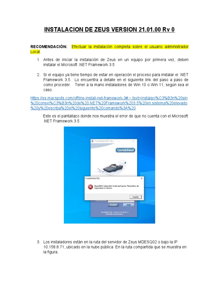 Manual de Instalacion de Zeus Version 21 | PDF | Microsoft Windows ...