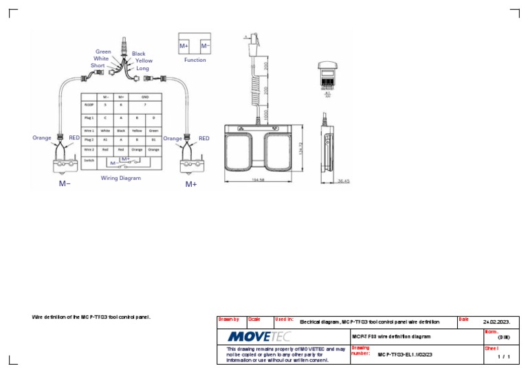 Electrical Diagram For MCP tfs3 Foot Control Panel MCP TFS3 EL1 1 02 23 ...