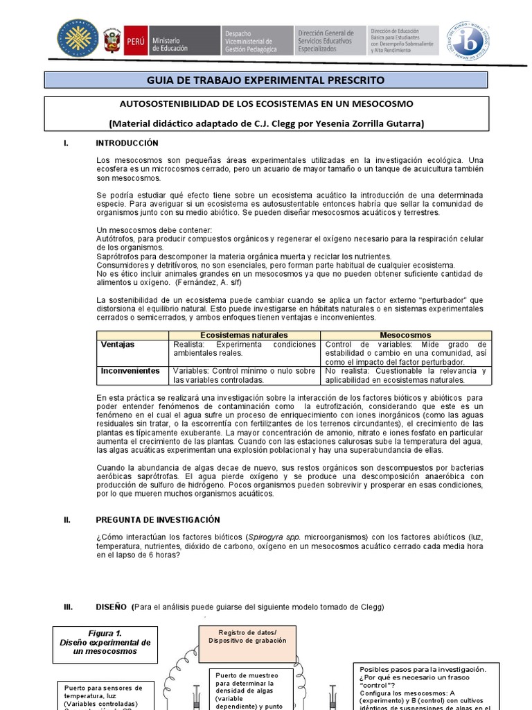 Guia Experimental 01 Autosostenibilidad Mesocosmos | PDF | Ecosistema ...