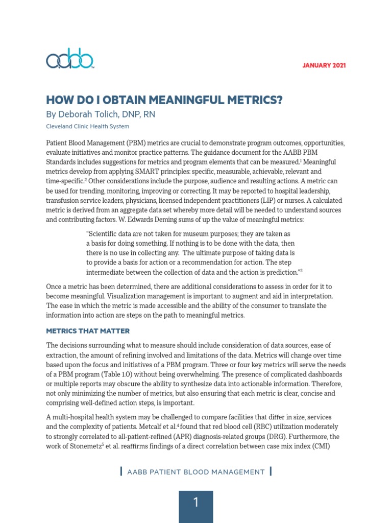 How Do I Obtain Meaningful Metrics PDF | PDF | Anemia | Blood Transfusion