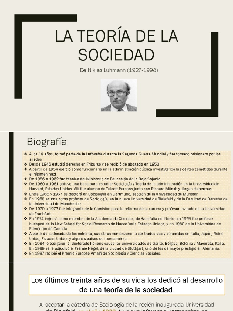 10 AMP Luhmann Presentación PDF | PDF | Comunicación | Sociedad