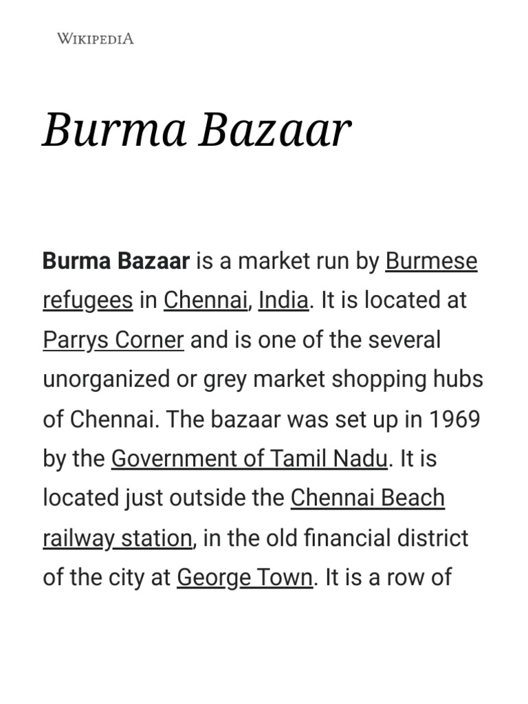 Burma Bazaar - Wikipedia PDF | PDF