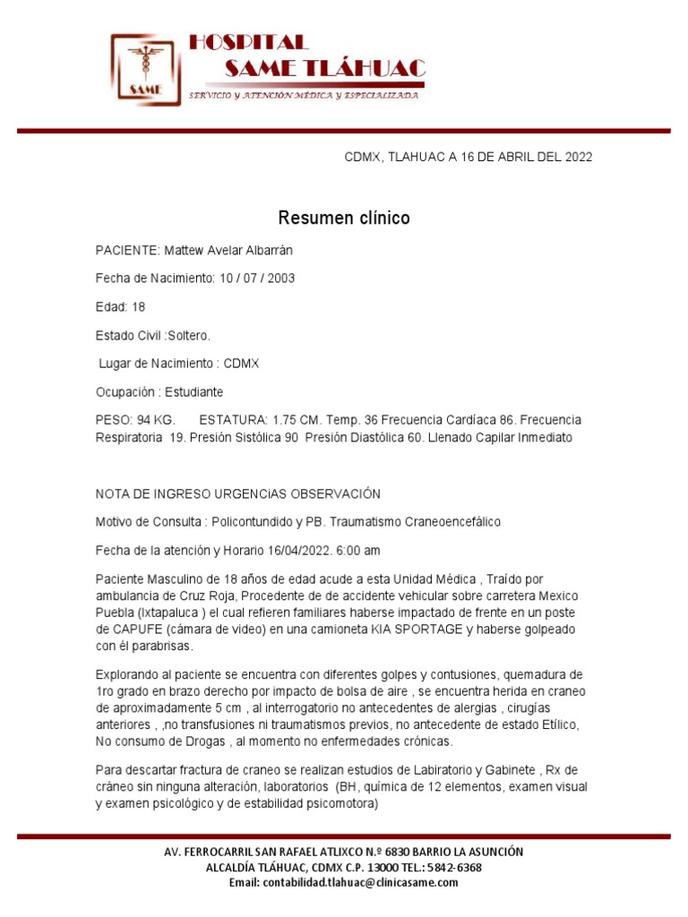 resumen clinico.docx | PDF