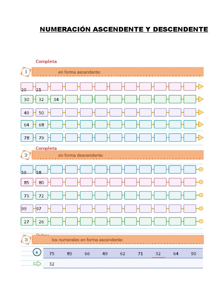 VIERNES 050523REFORZ. MATEMÁTICA Numeración-Ascendente-Y-Descendente | PDF
