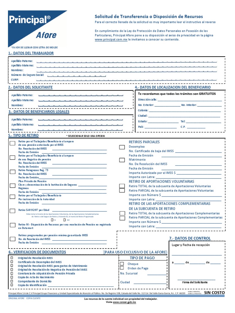 Solicitud de retiro de recursos de la cuenta individual de Afore | PDF