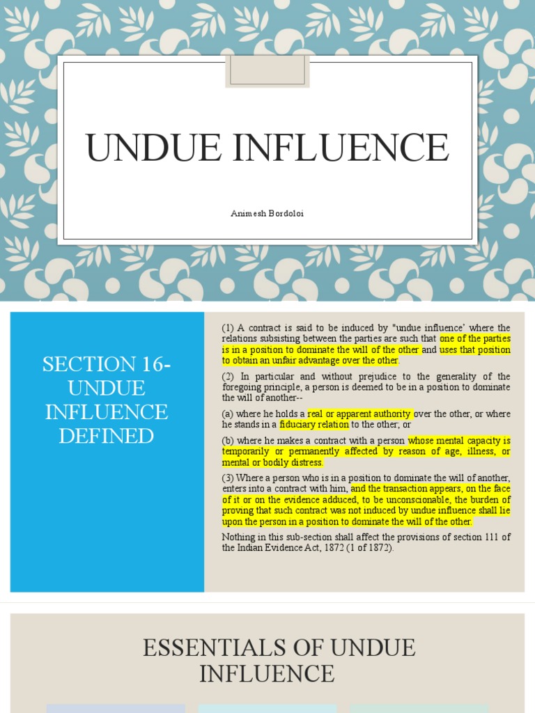 Undue Influence | PDF | Burden Of Proof (Law) | Fiduciary