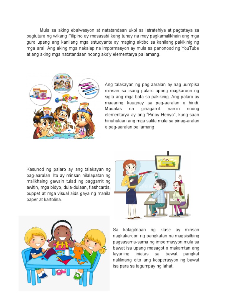 Istratehiya at Pagtataya Sa Pagtuturo NG Wikang Filipino | PDF