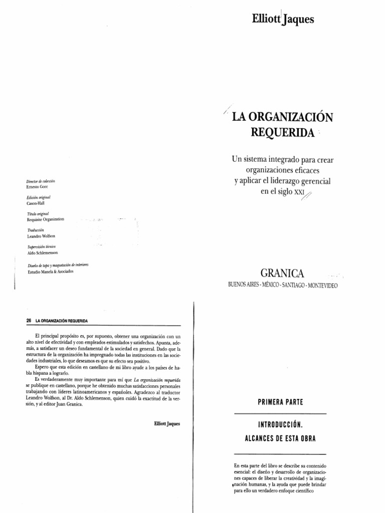 La Organizacion Requerida Elliott Jaques Hasta La Parte 3 Seccion 4 | PDF