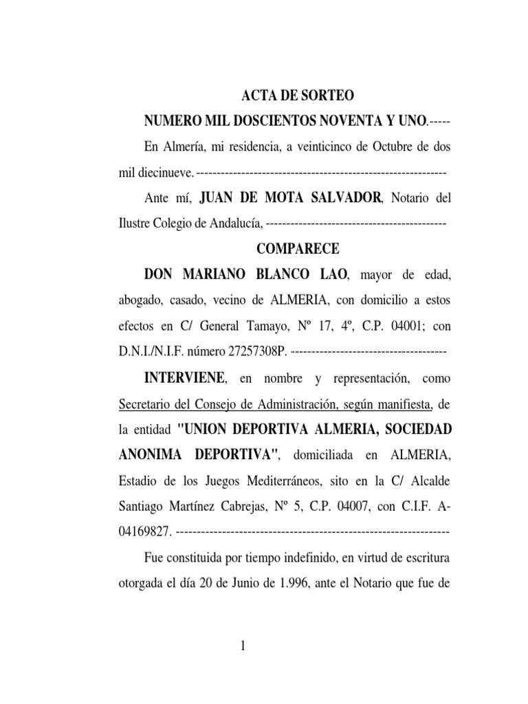 Acta de Sorteo PDF | PDF