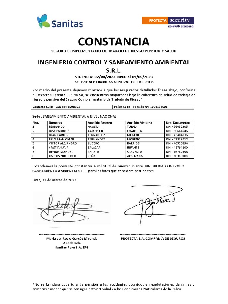 SCTR Abril - Incosam PDF | PDF