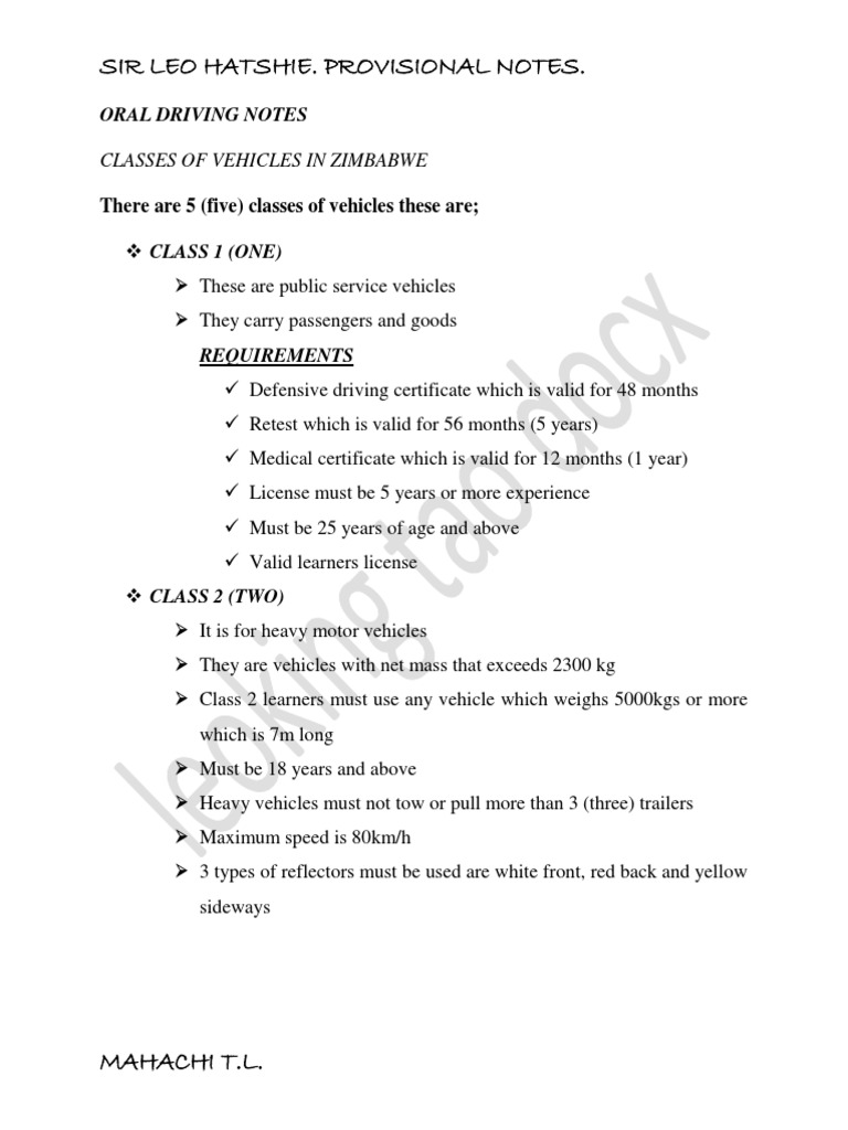 Oral Driving Notes.-1 | PDF