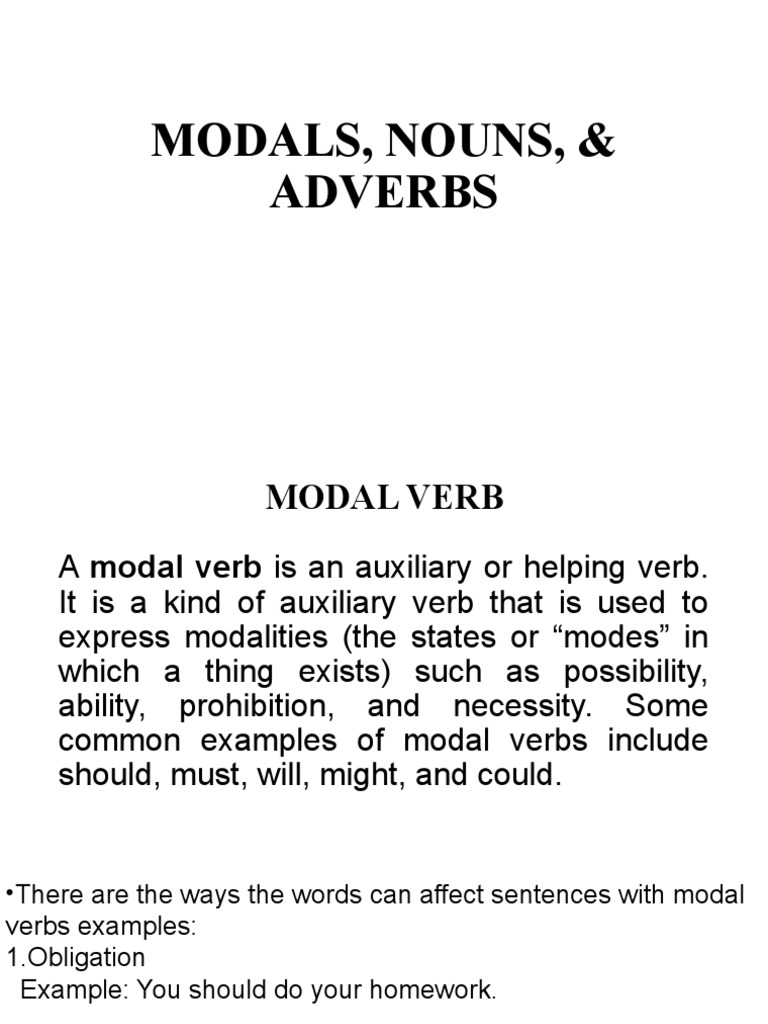 MODALS, NOUNS, & ADVERBS | PDF