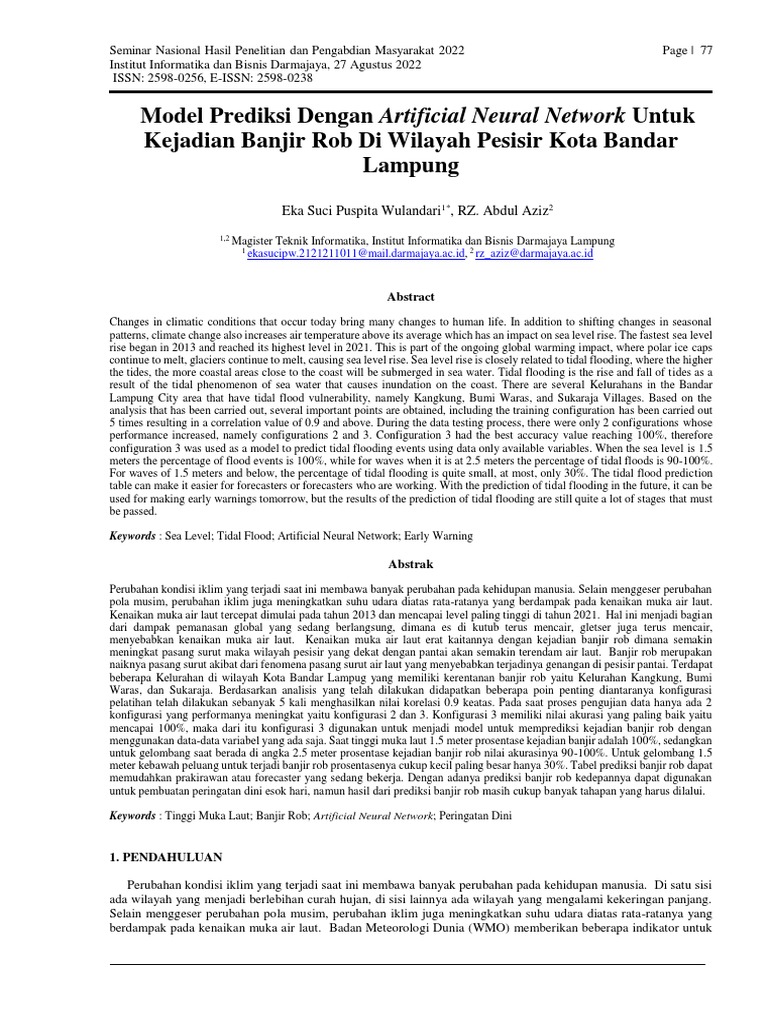 Model Prediksi Dengan Artificial Neural Network Untuk Kejadian Banjir ...