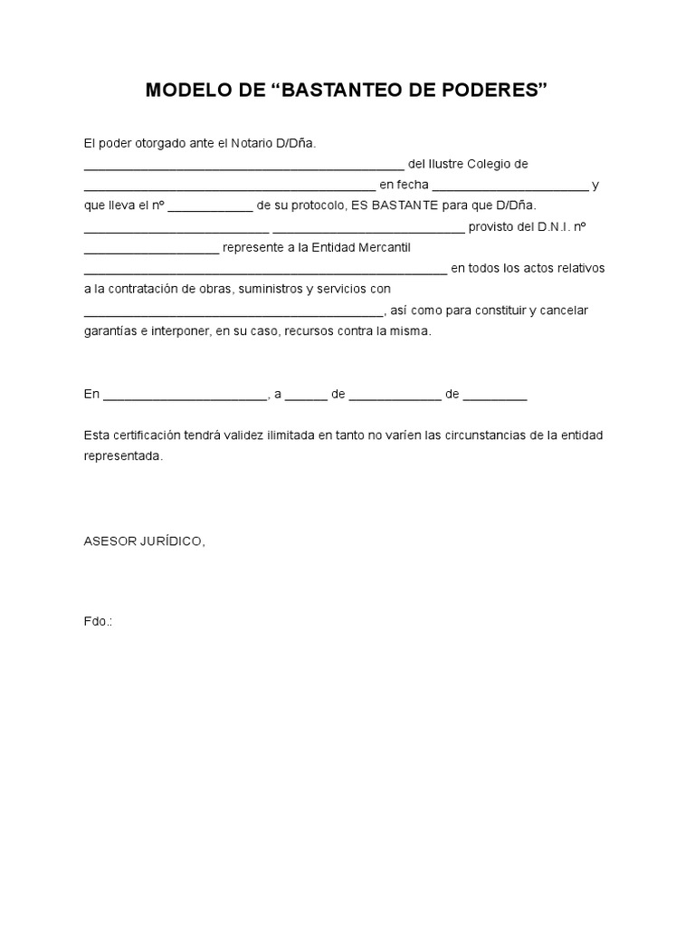 Anexo V MODELO-DE-"BASTANTEO-DE-PODERES" PDF | PDF