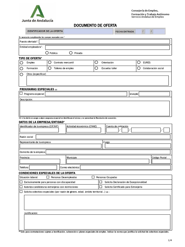 Formulario Gestion Oferta Oficina SAE 2021 PDF | PDF