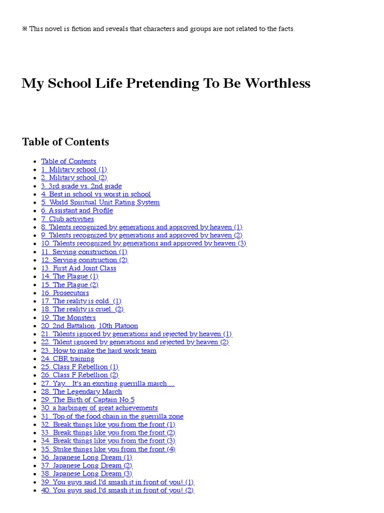 My School Life Pretending To Be Worthless PDF | PDF