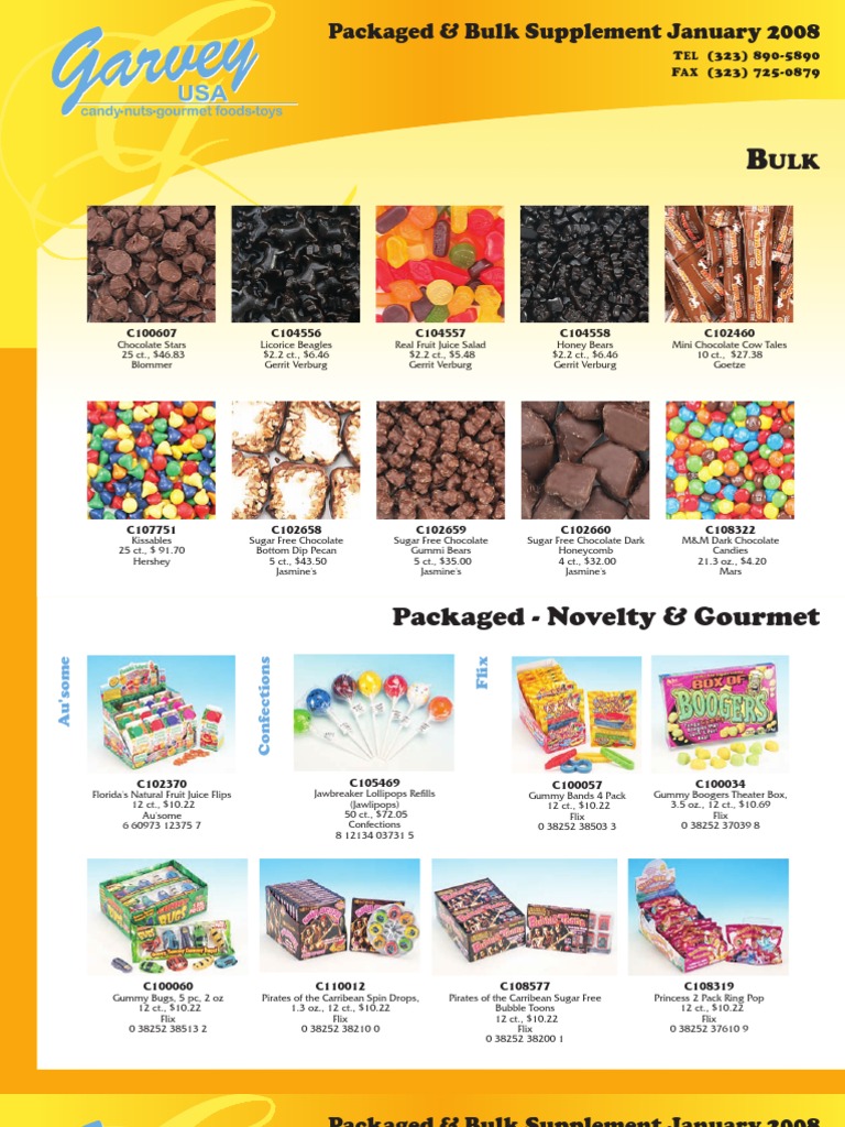 Bulk & Packaged Confections List | PDF | Candy | Food Industry