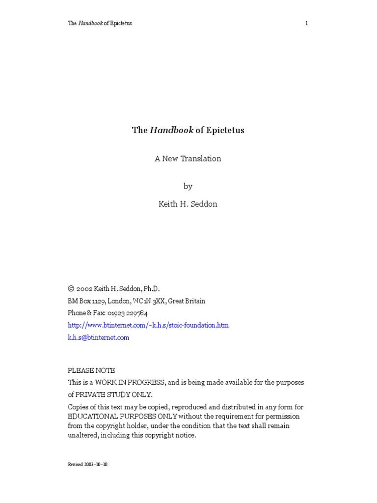 Epictetus Handbook | PDF | Stoicism | Epictetus