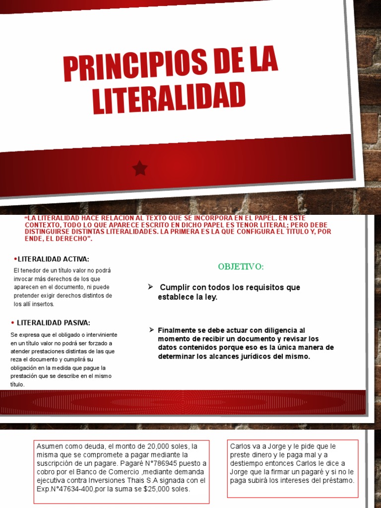 PRINCIPIOS DE LA LITERALIDAD Exppo | PDF