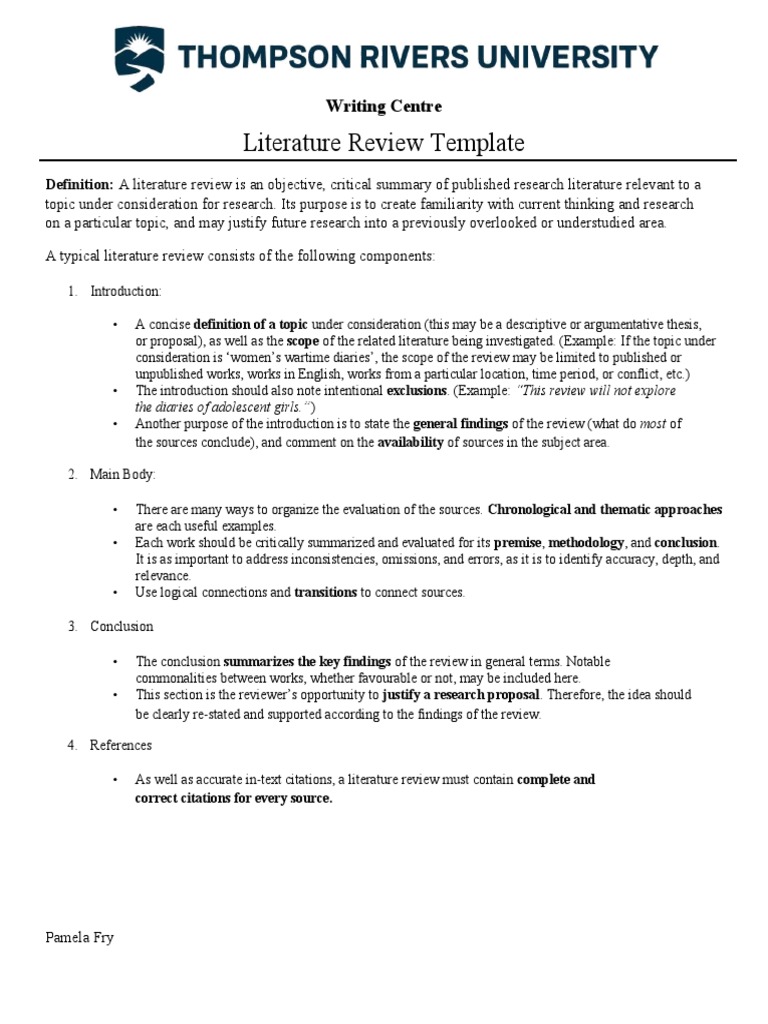 Literature Review Template 01 | PDF
