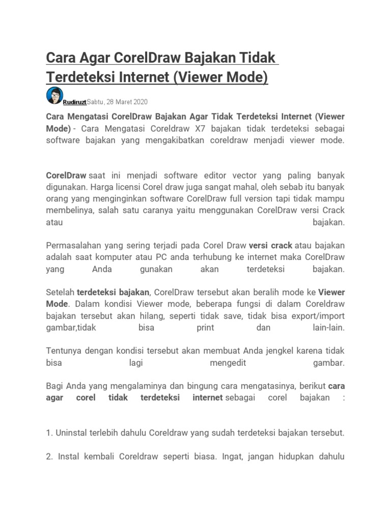 Cara Agar CorelDraw Bajakan Tidak Terdeteksi Internet | PDF | Komputer