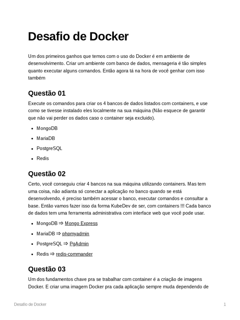 Desafio de Docker: Criando ambientes de banco de dados, aplicações e ...