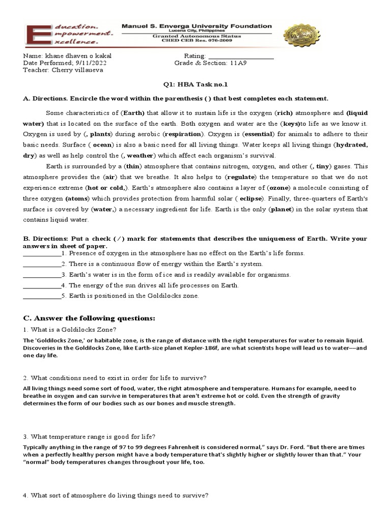 1-KAKAL, Khane Dhaven O - Q1 HBA W1&2 Task No.1 | PDF