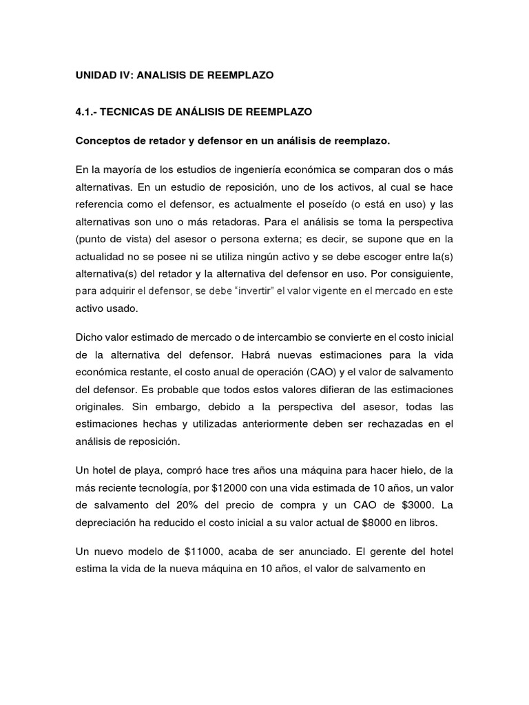 4.1. - Tecnicas de Análisis de Reemplazo | PDF