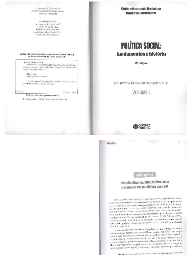 Texto 1 BEHRING, Eliane R. BOSCHETTI, Ivanete. Política Social ...