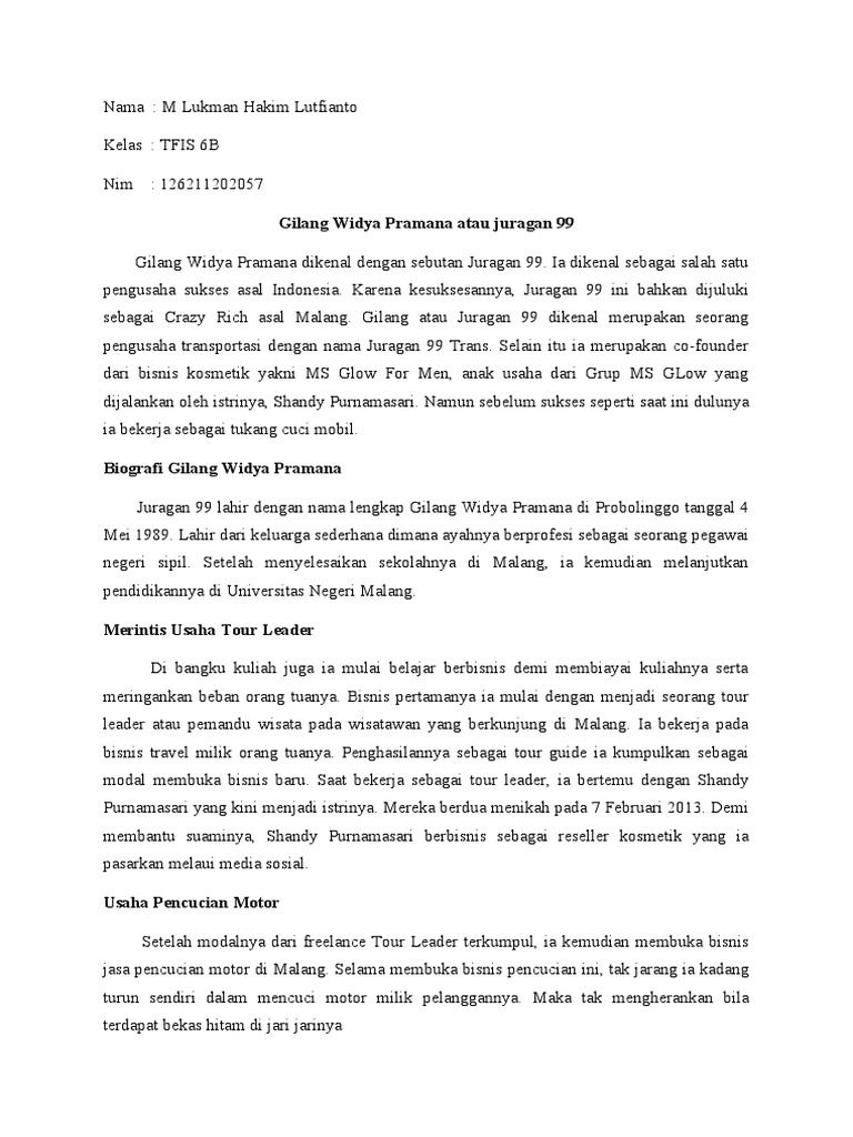 Gilang Widya Pramana Atau Juragan 99 | PDF | Karier & Perkembangan | Pengembangan Diri