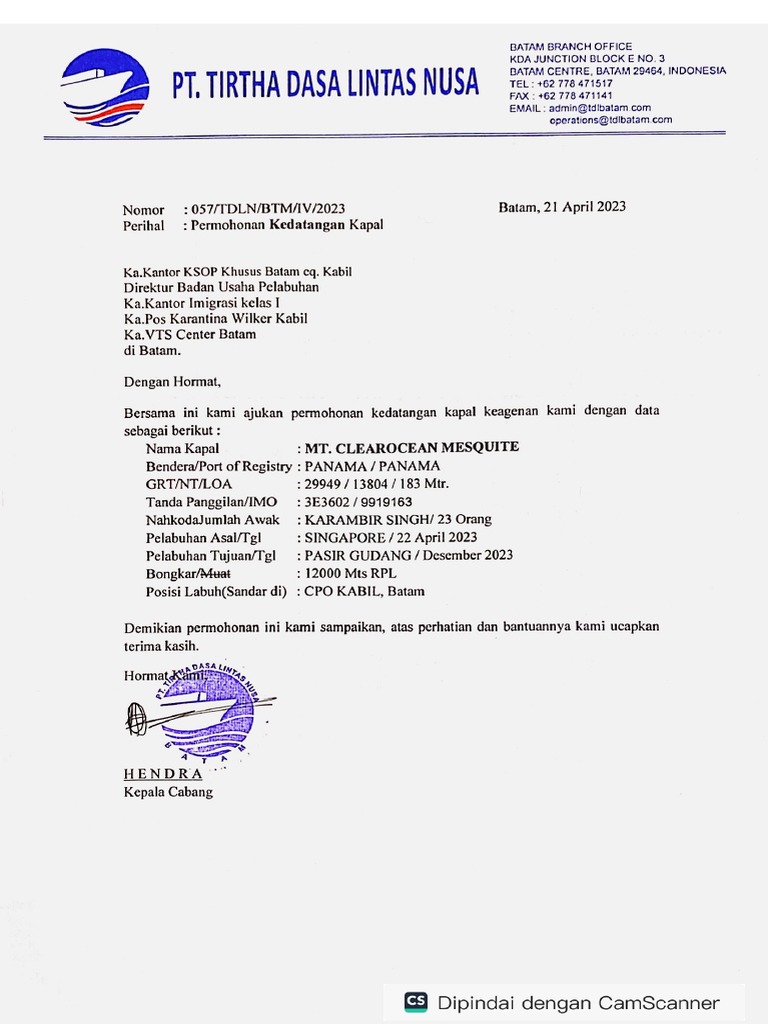 Permohonan Kedatangan Kapal PDF | PDF