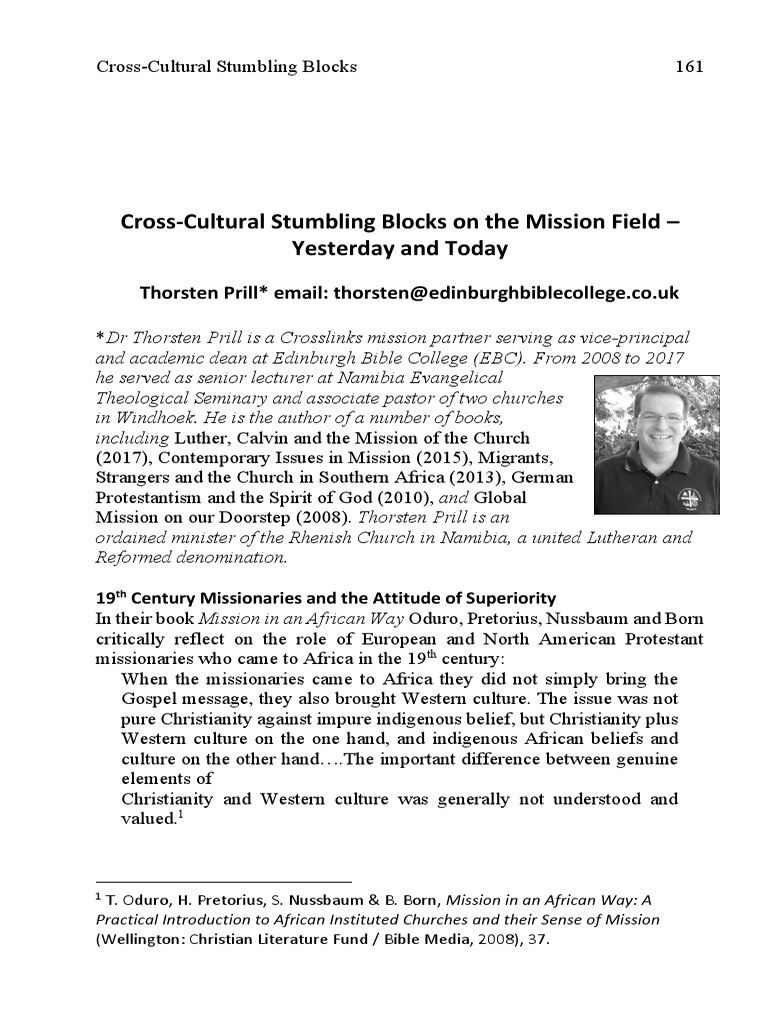Cross-Cultural Stumbling Blocks On The Mission Field PDF | PDF | Sermon ...