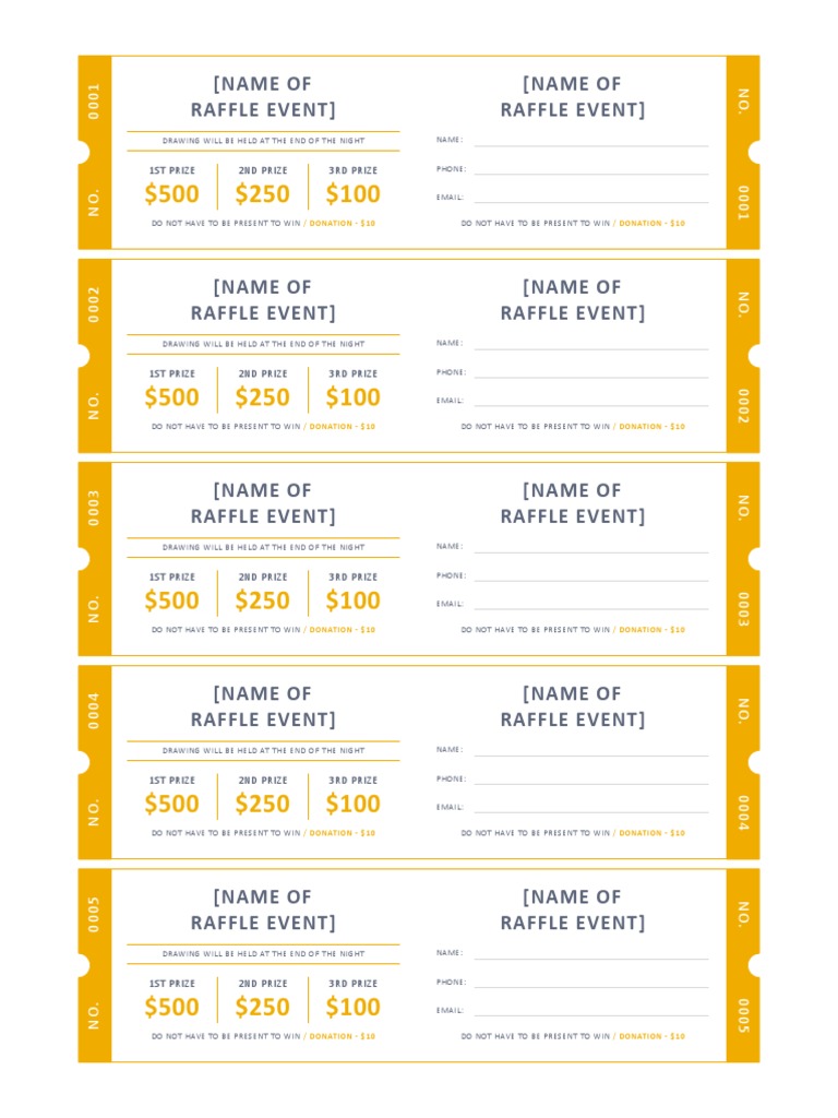 Raffle Ticket Template with Prizes | PDF