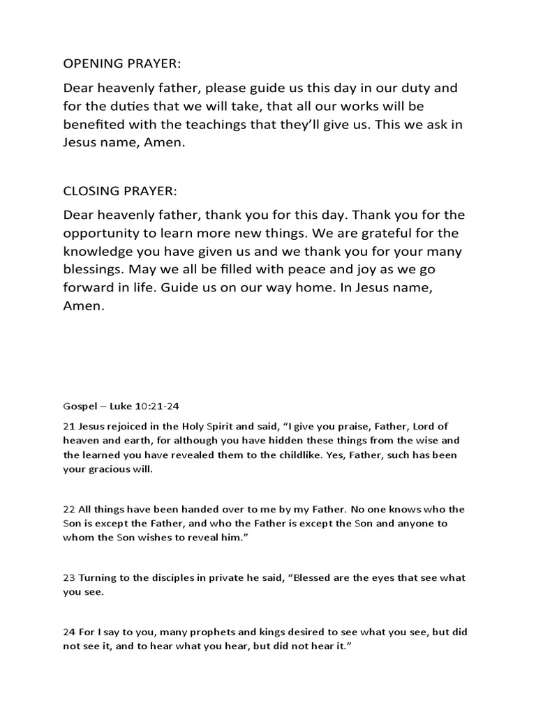 Opening Prayer | PDF
