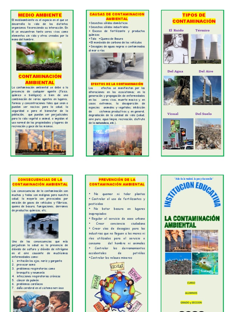 Triptico CONTAMINACION AMBIENTAL | PDF Triptico CONTAMINACION AMBIENTAL | PDF