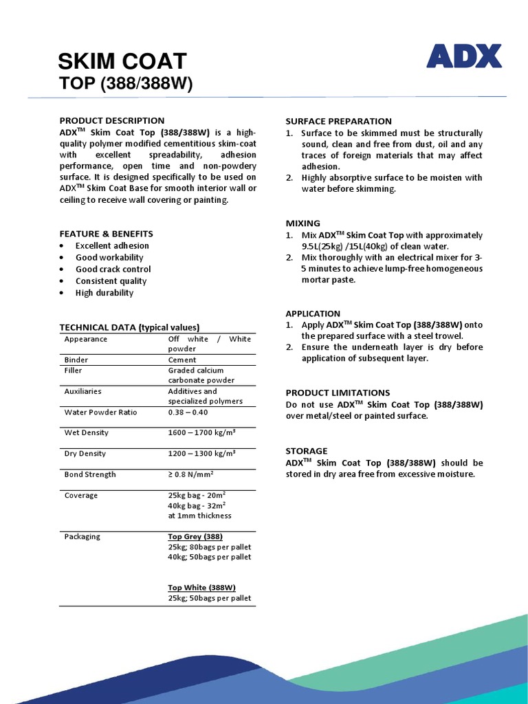 Tds - Skim Coat Top 388v1910 | PDF