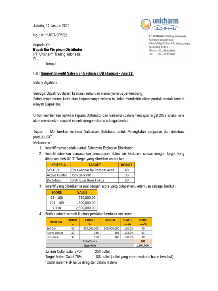 Skema Insentif Salesman Exclusive 2022 | PDF