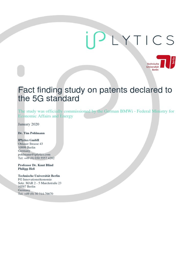 Fact finding study on patents declared to the 5G standard 5G-patent ...