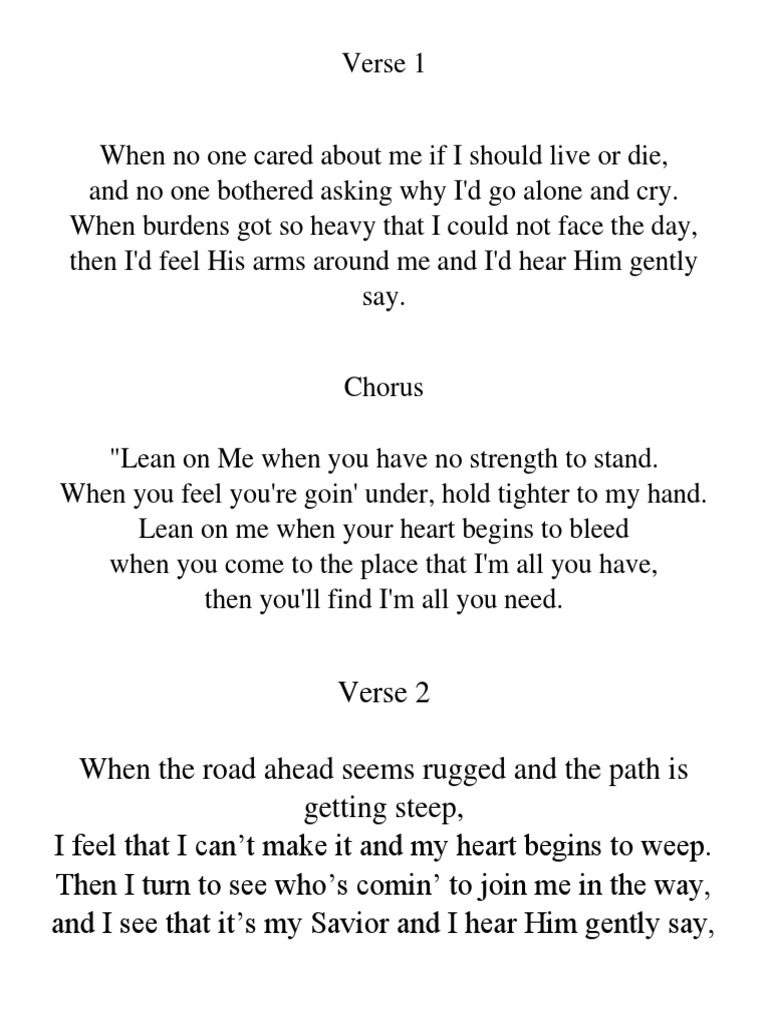 Lean On Me PDF | PDF