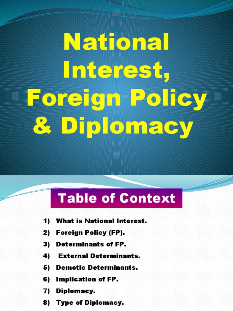 National Interest, Foreign Policy and Diplomacy | PDF