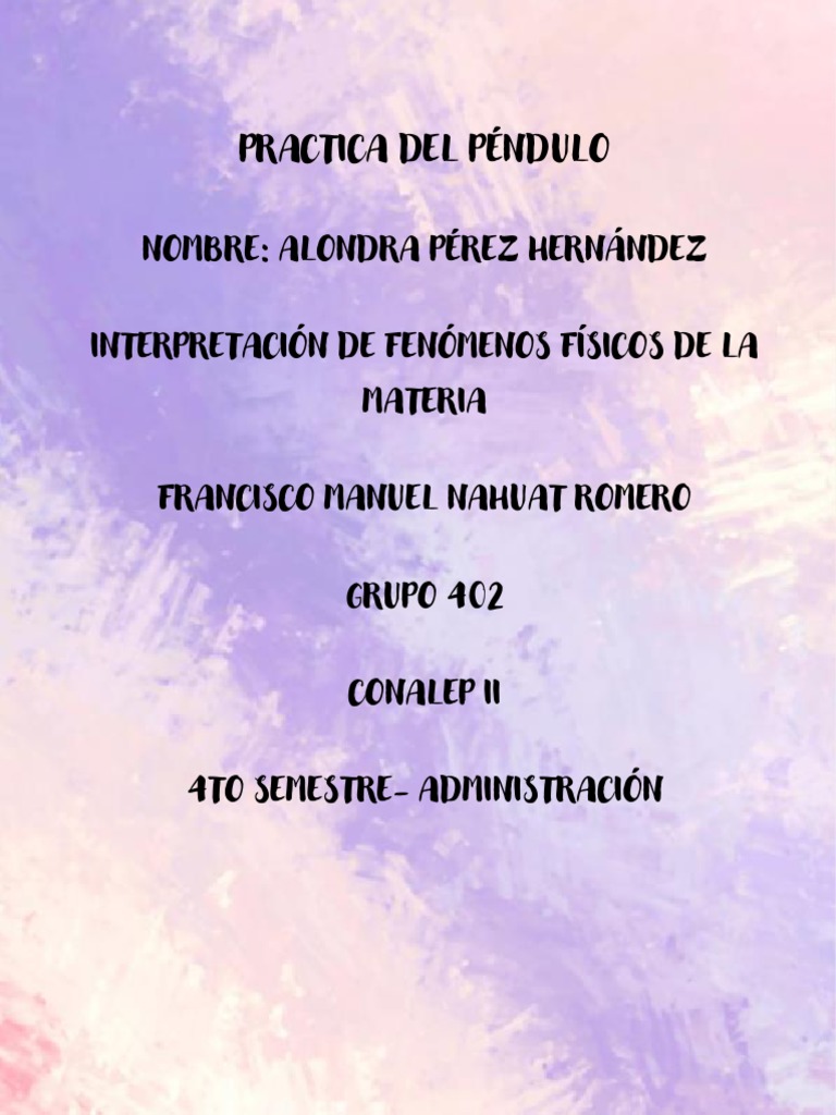 Práctica Del Péndulo PDF | PDF