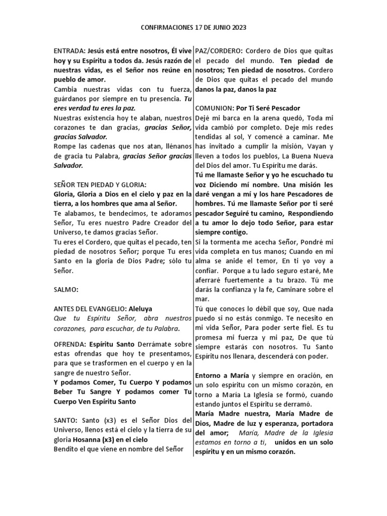 Confirmaciones 2023 Pdf Pdf