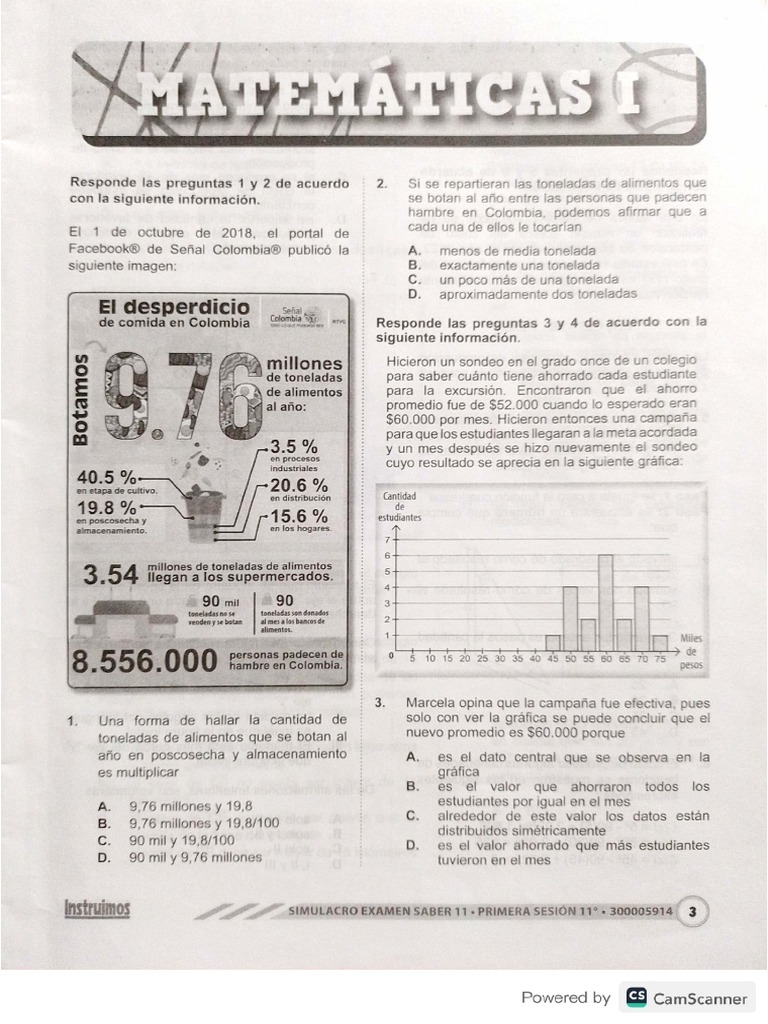 Simulacro matemáticas 1 | PDF