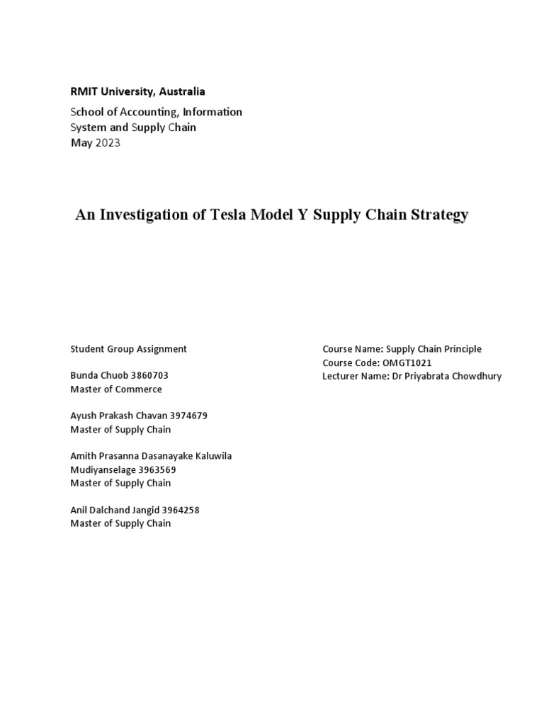 Tesla Supply Chain Strategy Investigation | PDF