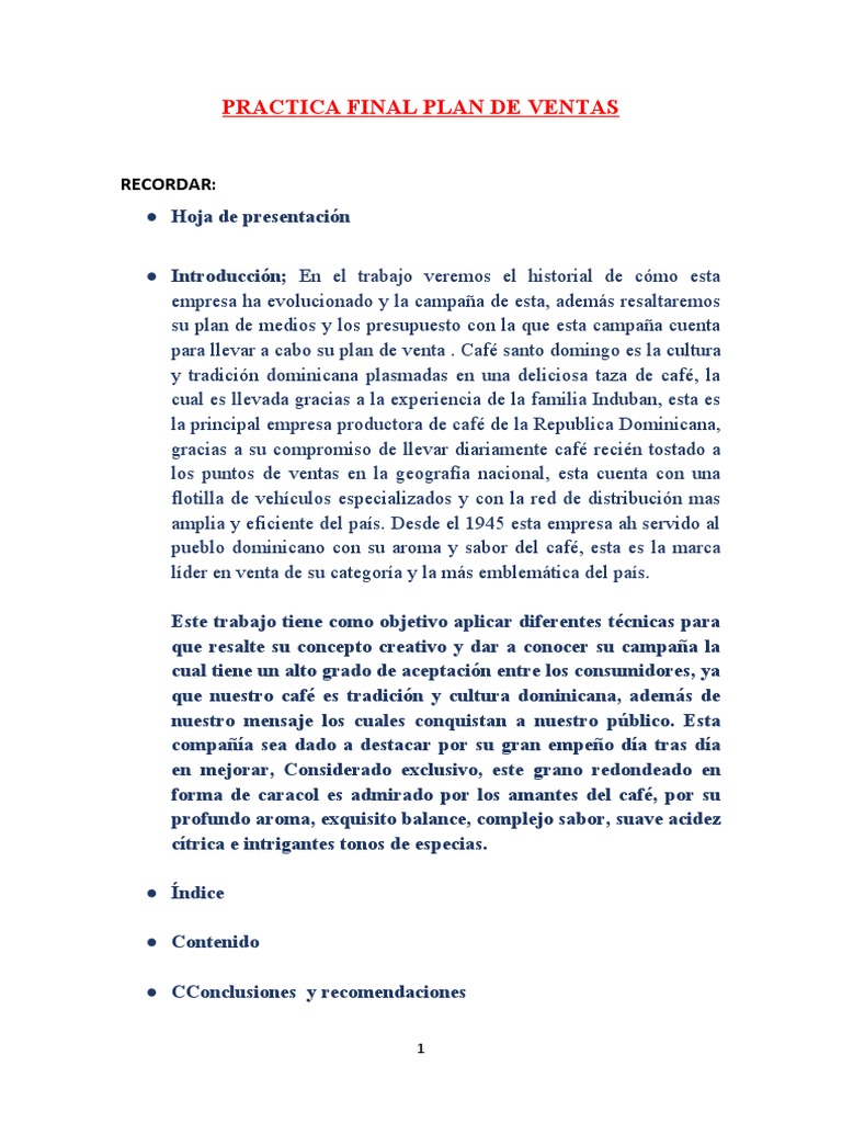 Plan de Ventas | PDF