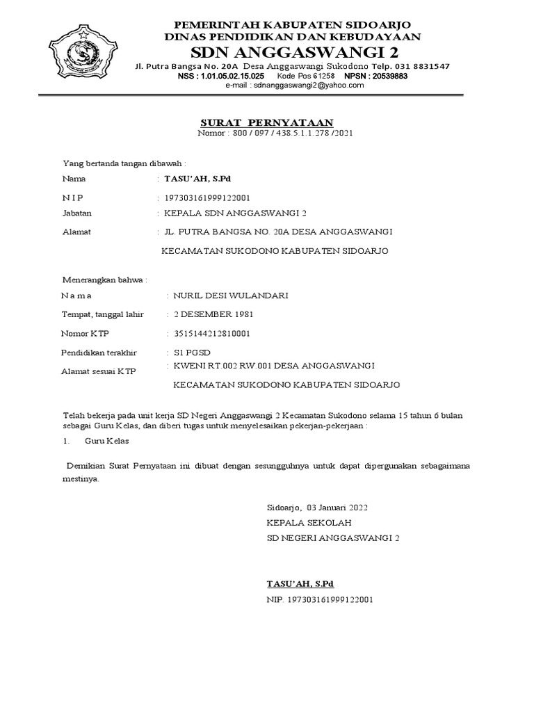 Surat Pernyataan PPPK | PDF