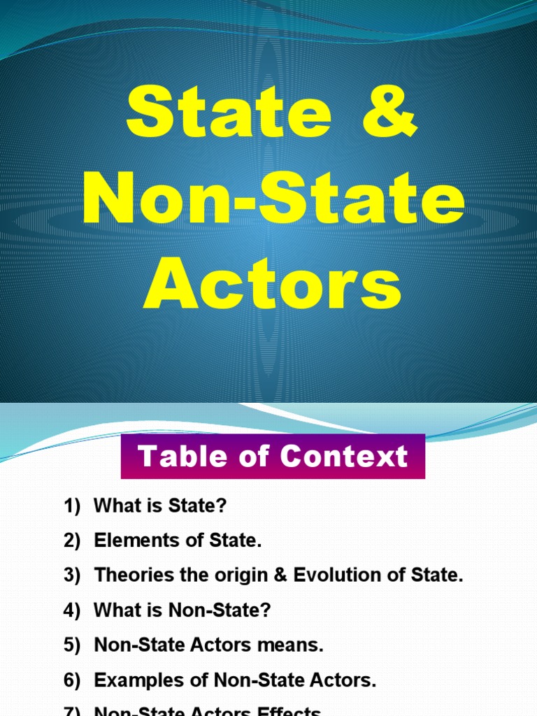 State & Non-State Actors: Understanding Their Roles | PDF | Sovereign State | Non Governmental ...